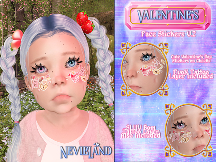 Second Life Marketplace - *Nevieland - Valentine's Face Stickers v.2
