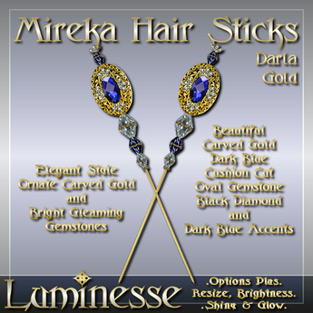 Second Life Marketplace - MIREKA Darla Hair Sticks OP - Dark Blue Black ...
