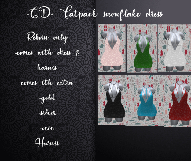 Second Life Marketplace - +CD+ Red snoflake dress (boxed)