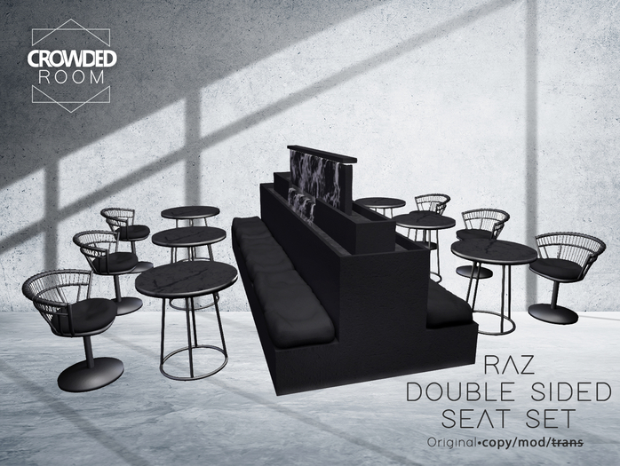 Second Life Marketplace - Crowded Room - Raz Double Sided Seats Set - Black