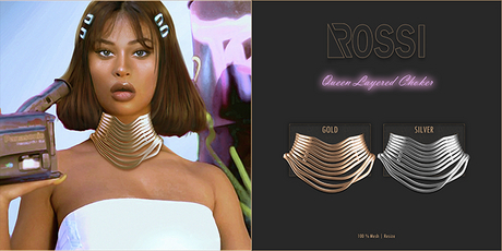 Second Life Marketplace - ROSSI. Queen Layered Choker- GOLD ADD