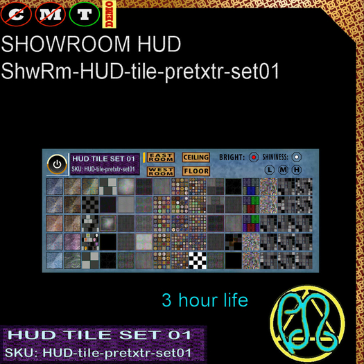 Second Life Marketplace - Showroom HUD tile premade texture set 01