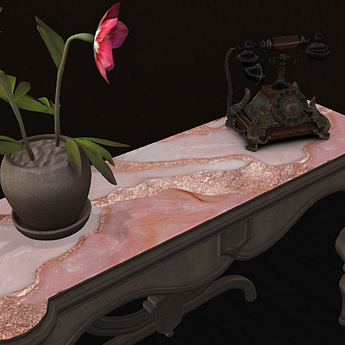 Second Life Marketplace - DPB Antique Marble Top Console Table - Coral Pink