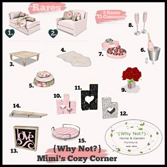 Second Life Marketplace - 01{Why Not?} Mimi's Cozy Corner Chaise RARE