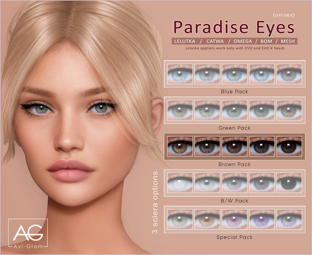 Second Life Marketplace - AG. Paradise Eyes - Brown Pack