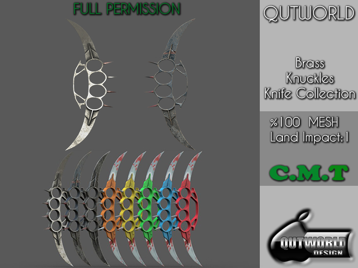 Second Life Marketplace - .::QUTWORLD Brass Knuckles Knife Collection::.FP