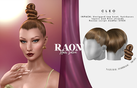 Second Life Marketplace - RAON HAIR - Cleo Mesh Bun +Hairbase ALL