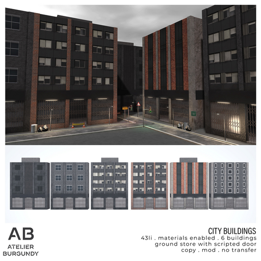 Second Life Marketplace - Atelier Burgundy . City Buildings *ADD*