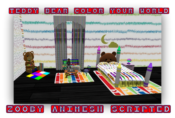 Second Life Marketplace - merci~teddy bear color your world bedroom