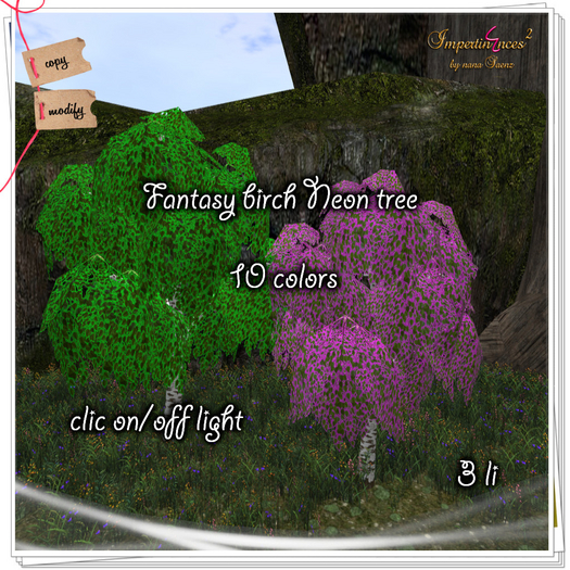 Second Life Marketplace - Fantasy birch tree NEON 10 colors