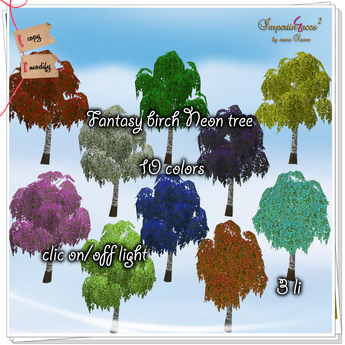 Second Life Marketplace - Fantasy birch tree NEON 10 colors