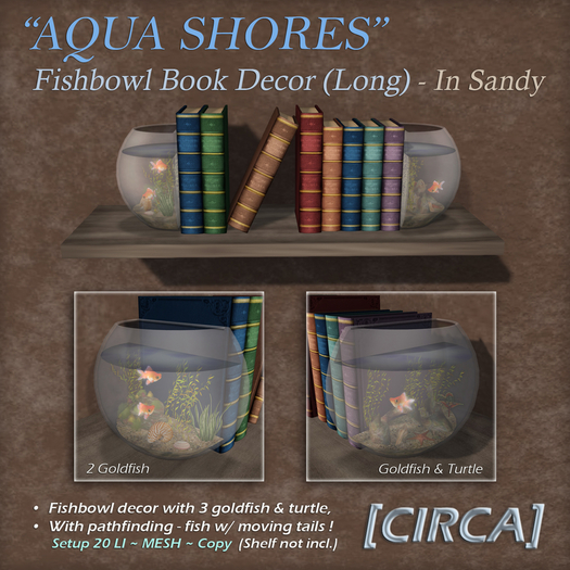 Second Life Marketplace - [CIRCA] - "AQUA SHORES" Fishbowl Book Decor ...