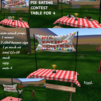Second Life Marketplace - PIE EATING CONTEST TABLE FOR 4-BOX LI=10
