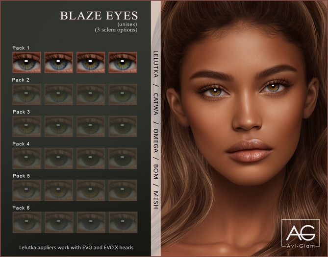 Second Life Marketplace - AG. Blaze Eyes - Pack 1