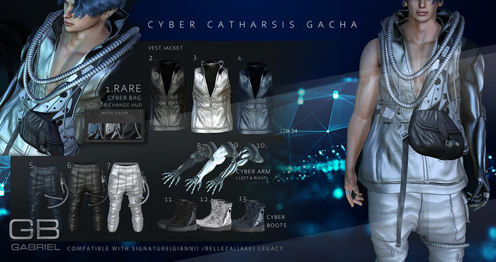 Second Life Marketplace - ::GB:: Cyber catharsis Arm (Right) (Legacy) Blue