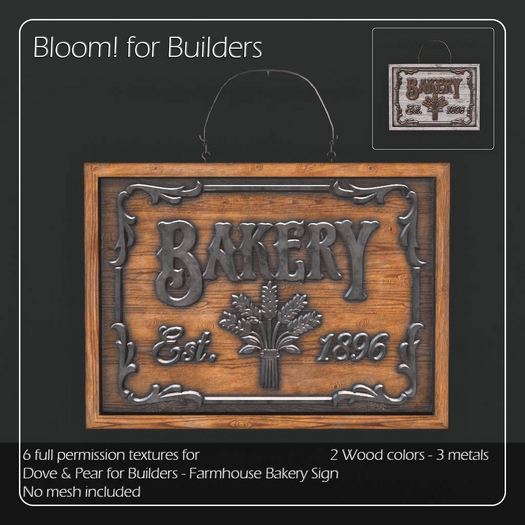 Second Life Marketplace - Textures | full Perm | 6 textures Bakery sign