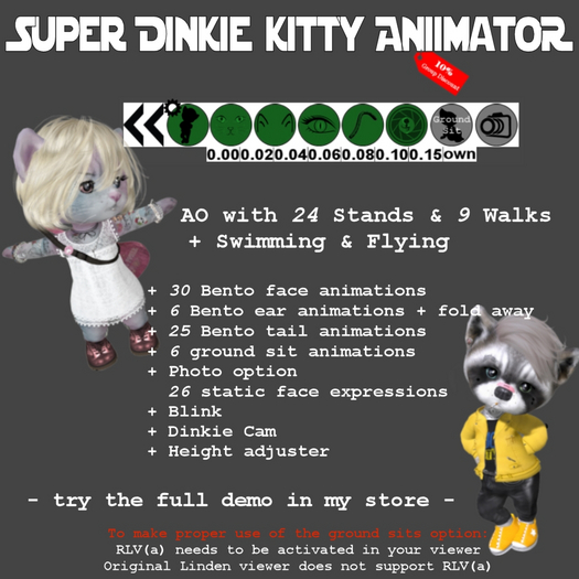 Second Life Marketplace - Super Dinkie Kitty Animator