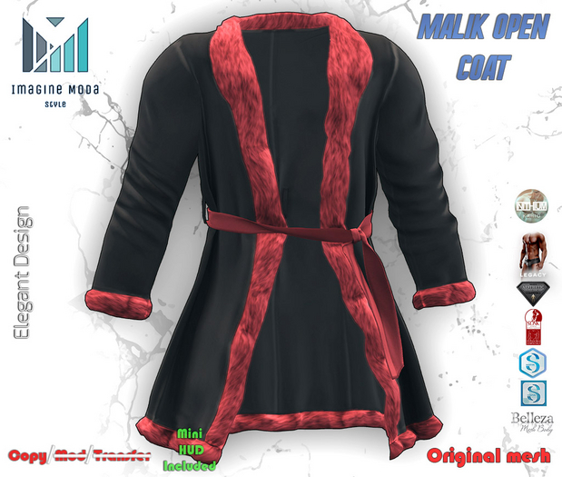 Second Life Marketplace - Malik Open Coat -Black- Aesthetic, Davis ...