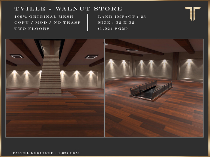 Second Life Marketplace - Tville - Prefab - Walnut Store Beige ( skybox )