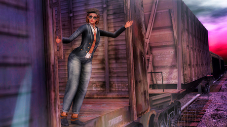 Second Life Marketplace - ACT5-1023-Female Hitching Train Ride Pose BOXED