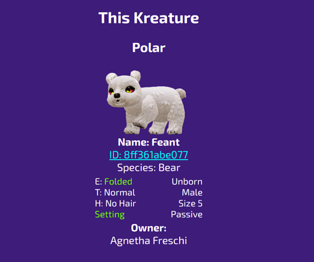 Second Life Marketplace - Kreature Unborn Male Bear Polar Feant