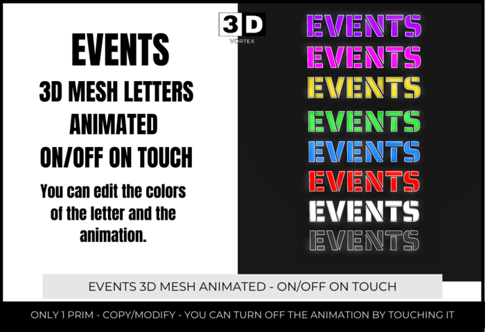 Second Life Marketplace - EVENTS 3D 3D MESH - ON/OFF ANIMATION ...