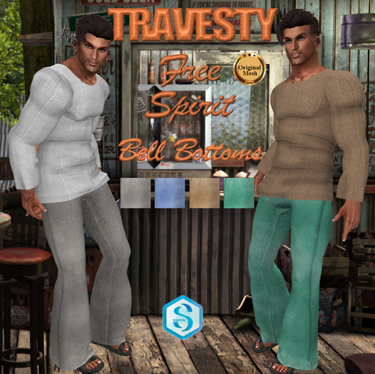 Second Life Marketplace - Travesty Mens Free Spirit Bell Bottoms