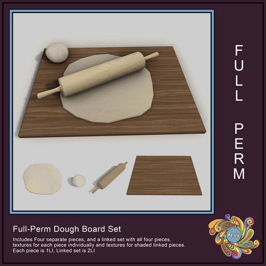 Second Life Marketplace - *Paisly* Full-Perm Dough Board with Rolling Pin