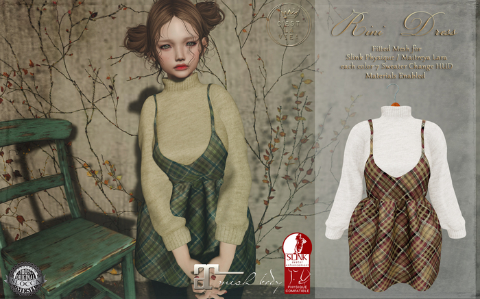 Second Life Marketplace - ::C'est la vie !:: Rini dress (plaid#2 ocher) mesh / Maitreya Lara ...