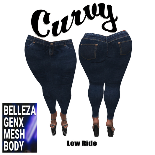 Second Life Marketplace - Adored Denim Jeans Low Ride (Genx Curvy)