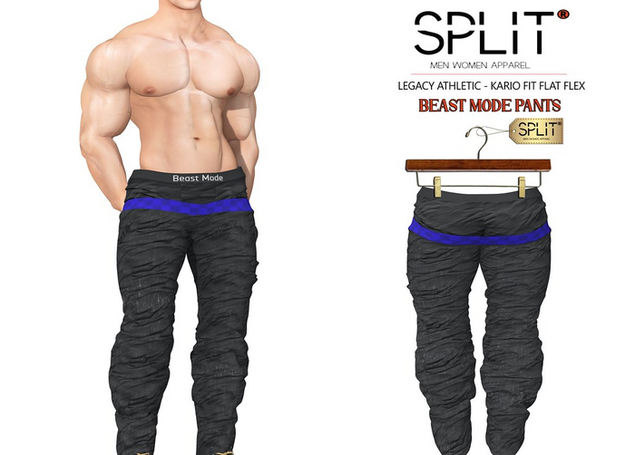 Second Life Marketplace - SPLIT APPAREL - Beast Mode Pants Black/Blue