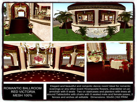 Second Life Marketplace - ROMANTIC BALLROOM RED VICTORIA MESH 100%