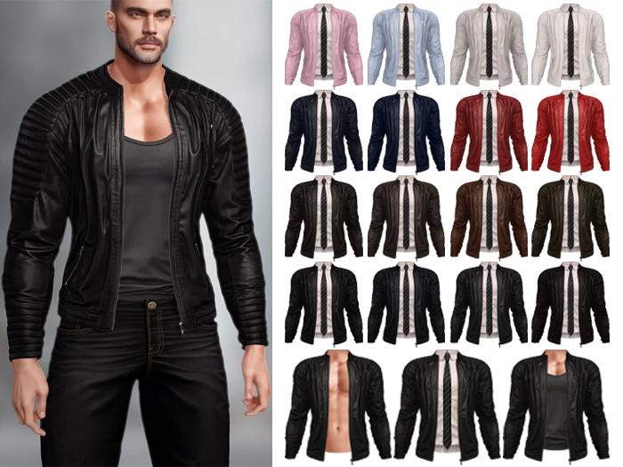 Second Life Marketplace - BRON - Jason Leather Jacket - Fatpack
