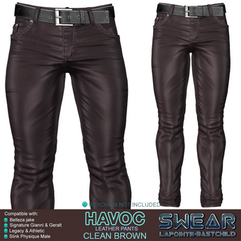 Second Life Marketplace - Leather Pants - Clean Brown - Havoc Leather Pants
