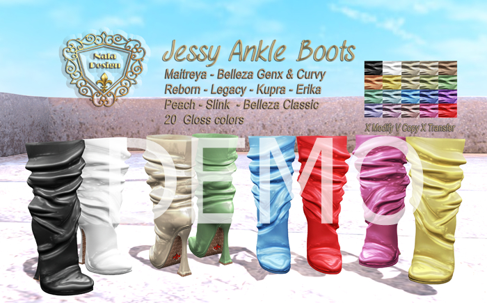 Second Life Marketplace - DEMO - Nala Designs -Jessy Ankle Gloss Boots ...