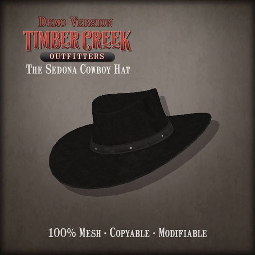 Second Life Marketplace - [Timber Creek] The Sedona Cowboy Hat-DEMO