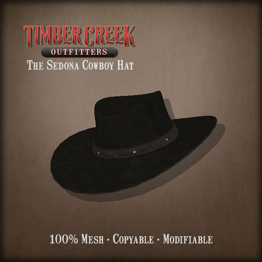 Second Life Marketplace - [Timber Creek] The Sedona Cowboy Hat-Midnight ...