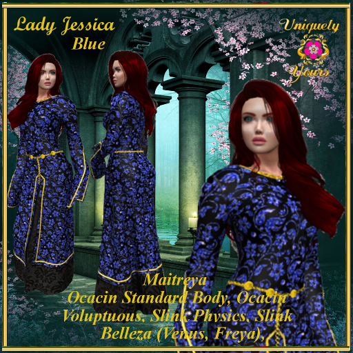 Second Life Marketplace - UY - Lady Jessica Gown BLUE bloxed Maitreya ...