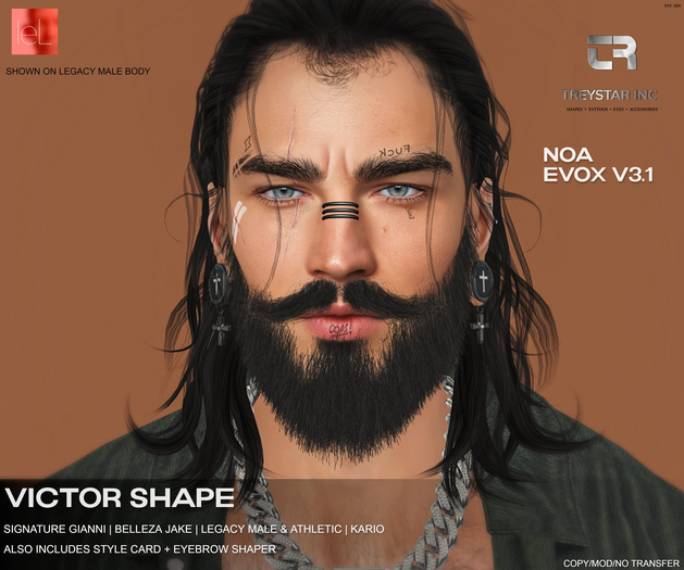 Second Life Marketplace - { Treystar Inc. } - Lelutka Noa EvoX shape Victor