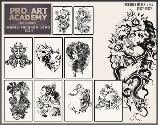 Second Life Marketplace - * PAA / Tattoo Textures Pack No.219