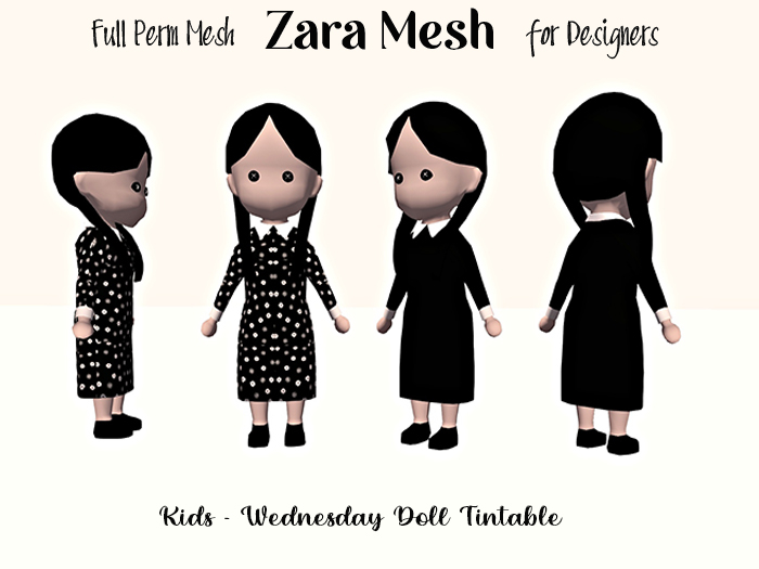 Second Life Marketplace - ZM - Kids - Wednesday Doll Tintable Dress 2 ...