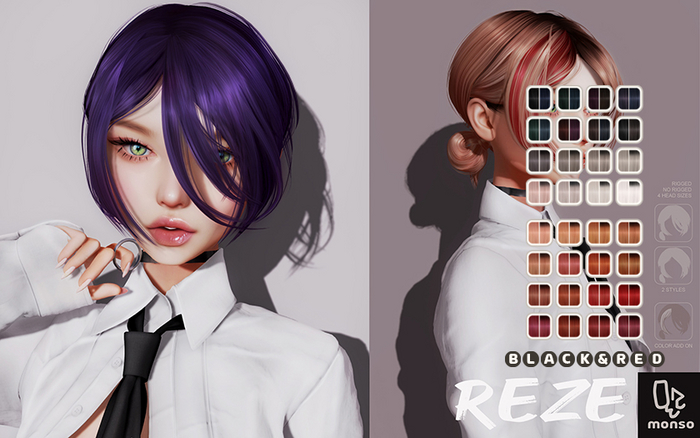 Second Life Marketplace - [monso] Reze Hair /Black & Red