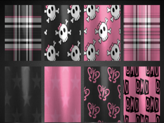 Second Life Marketplace - Pink & Black Emo Nail Texture Hud ONLY "BOXED"