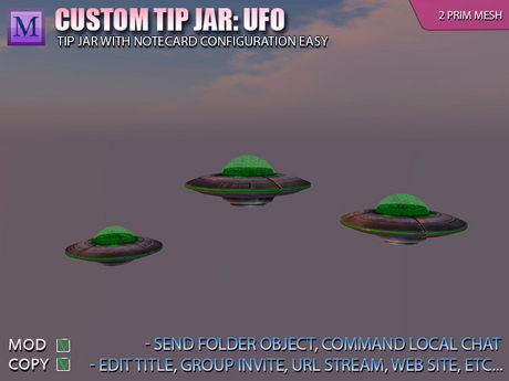 Second Life Marketplace - [Misako] Custom Tip Jar: UFO