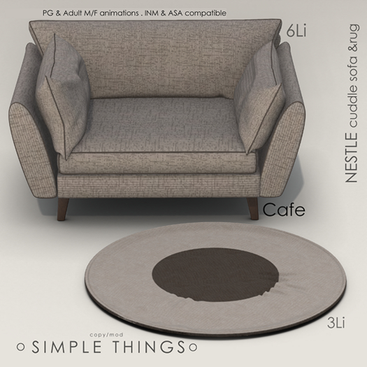 Second Life Marketplace - SimpleThings - Nestle Cuddle sofa - Cafe