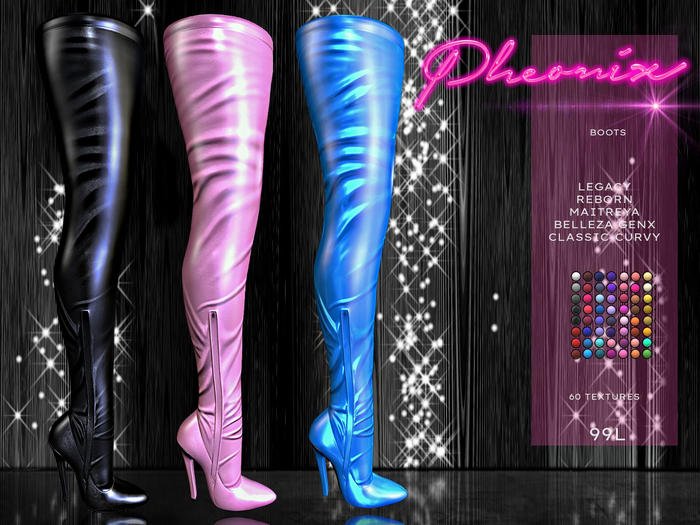 Second Life Marketplace - Pheonix Boots SPECIAL,60 textures, Thigh High ...