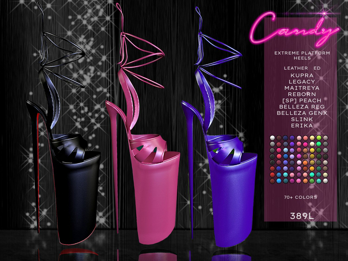 Second Life Marketplace - Candy Platform Strappy Heels 70 + colors ...