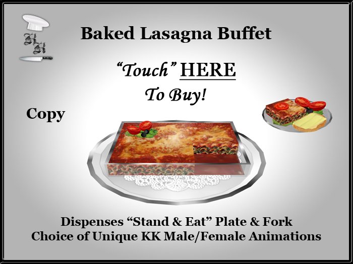 Second Life Marketplace - KK- Party LASAGNA Buffet Platter (plate ...