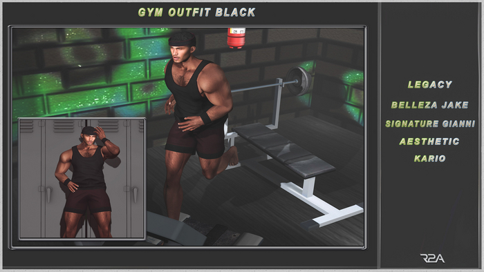 Second Life Marketplace - R2A- GYM FIT BLACK