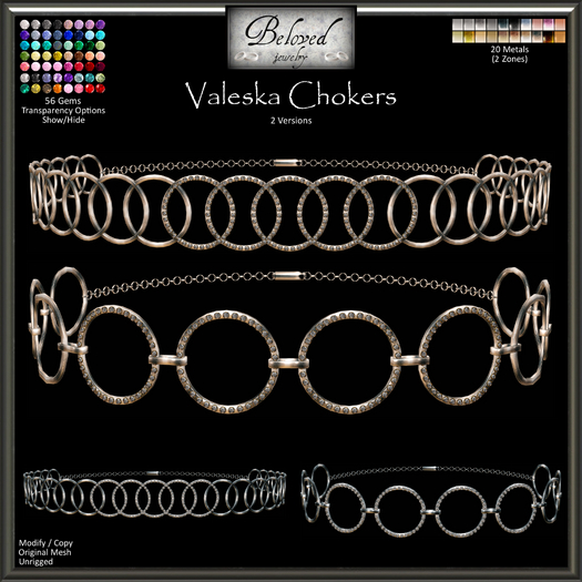 Second Life Marketplace - Beloved Jewelry : Valeska Choker Set (Texture ...